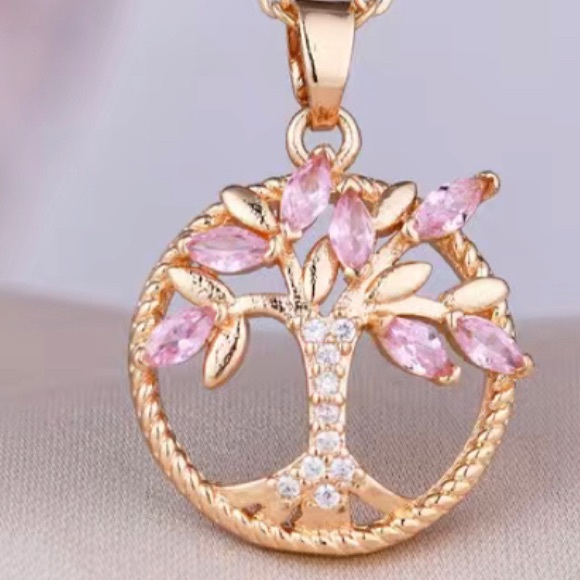 Jewelry | Pink Tree Of Life Rhinestone Necklace | Poshmark